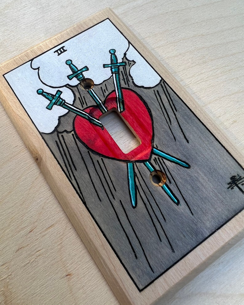 Hand Painted Tarot Card Light Switch Cover Three of Swords - Etsy
