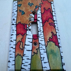 Birch Tree Light Switch Cover Plate - Hand Painted Fall Light Switch ...