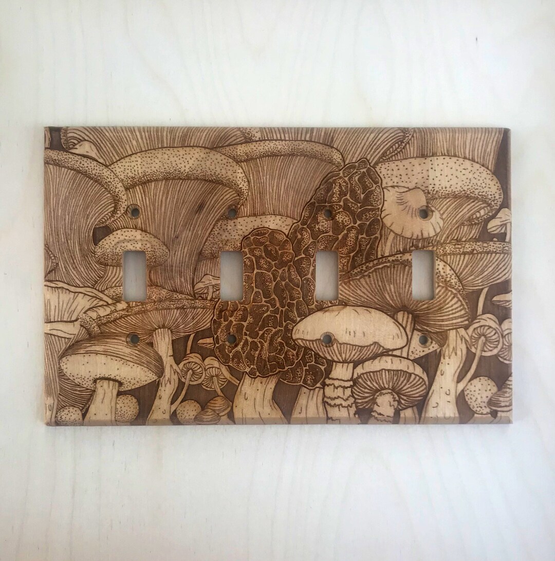 4 Toggle Wooden Mushroom Lightswitch Cover - Quad Light Switch Cover - Etsy