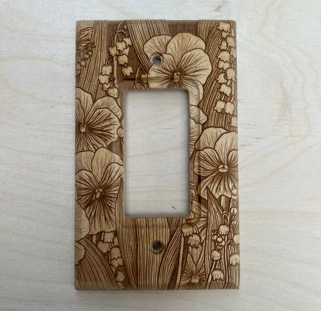 Wooden Flower Engraved Rocker Light Switch Cover - Lily of the Valley ...
