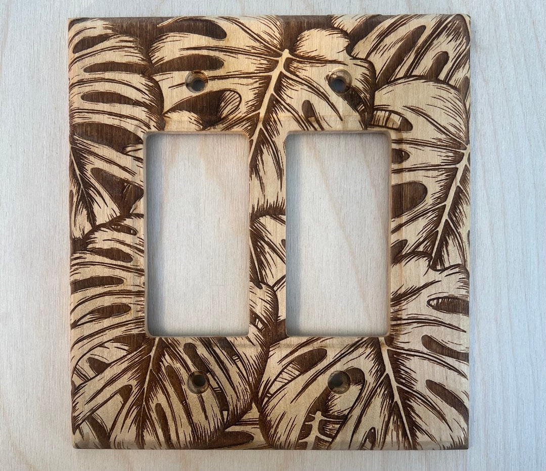 Monstera Leaves Double Rocker Light Switch Cover - 2 Rocker Leaf ...