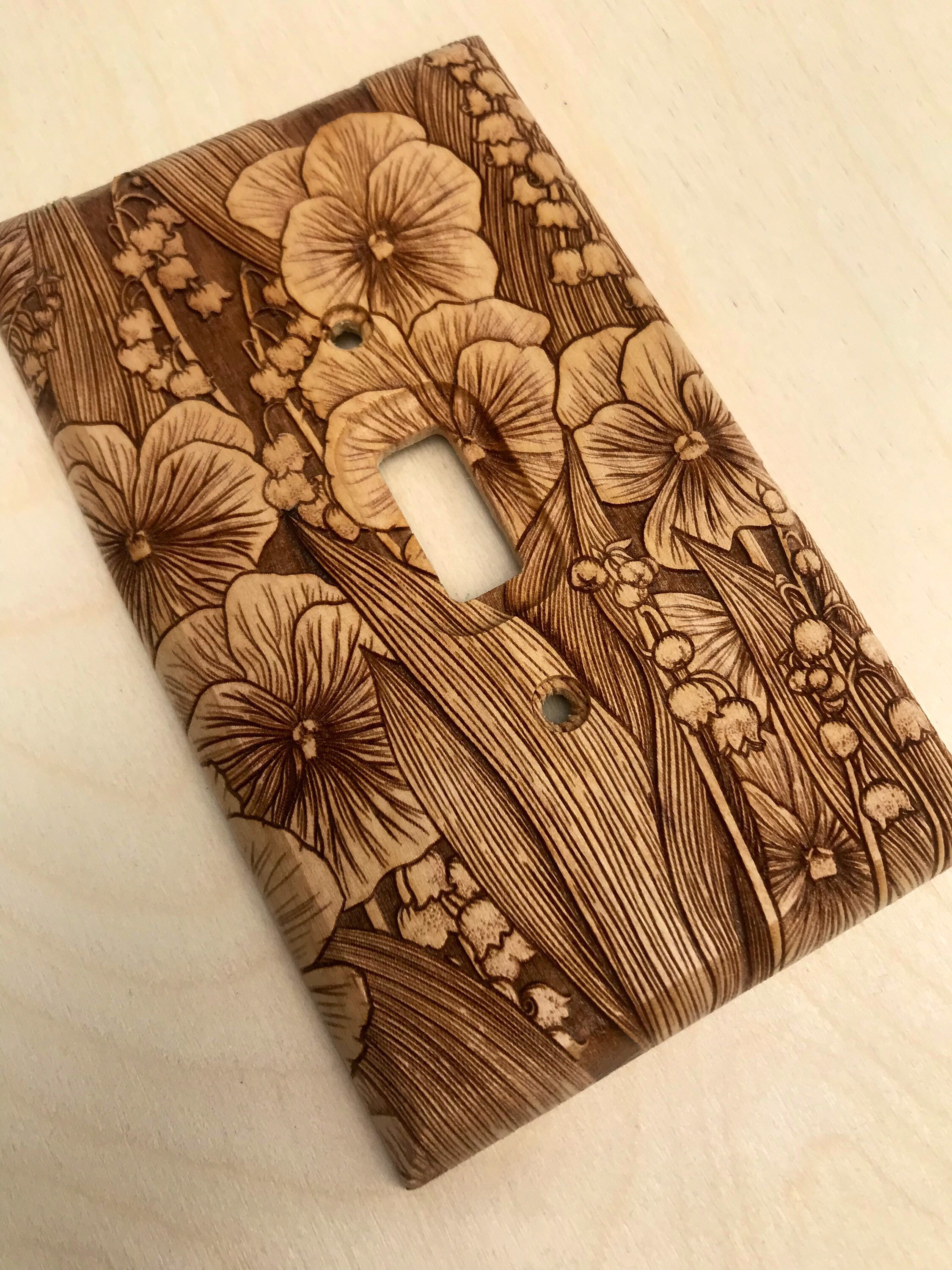 Wooden Flower Engraved Light Switch Cover Lily of the Valley - Etsy