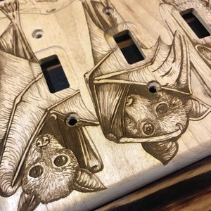 Three Bats Wood Triple Light Switch Cover Plate 3 Toggle - Etsy