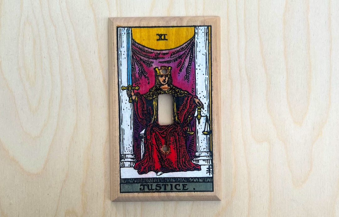 Hand Painted Tarot Card Light Switch Cover - Justice Lightswitch Cover ...