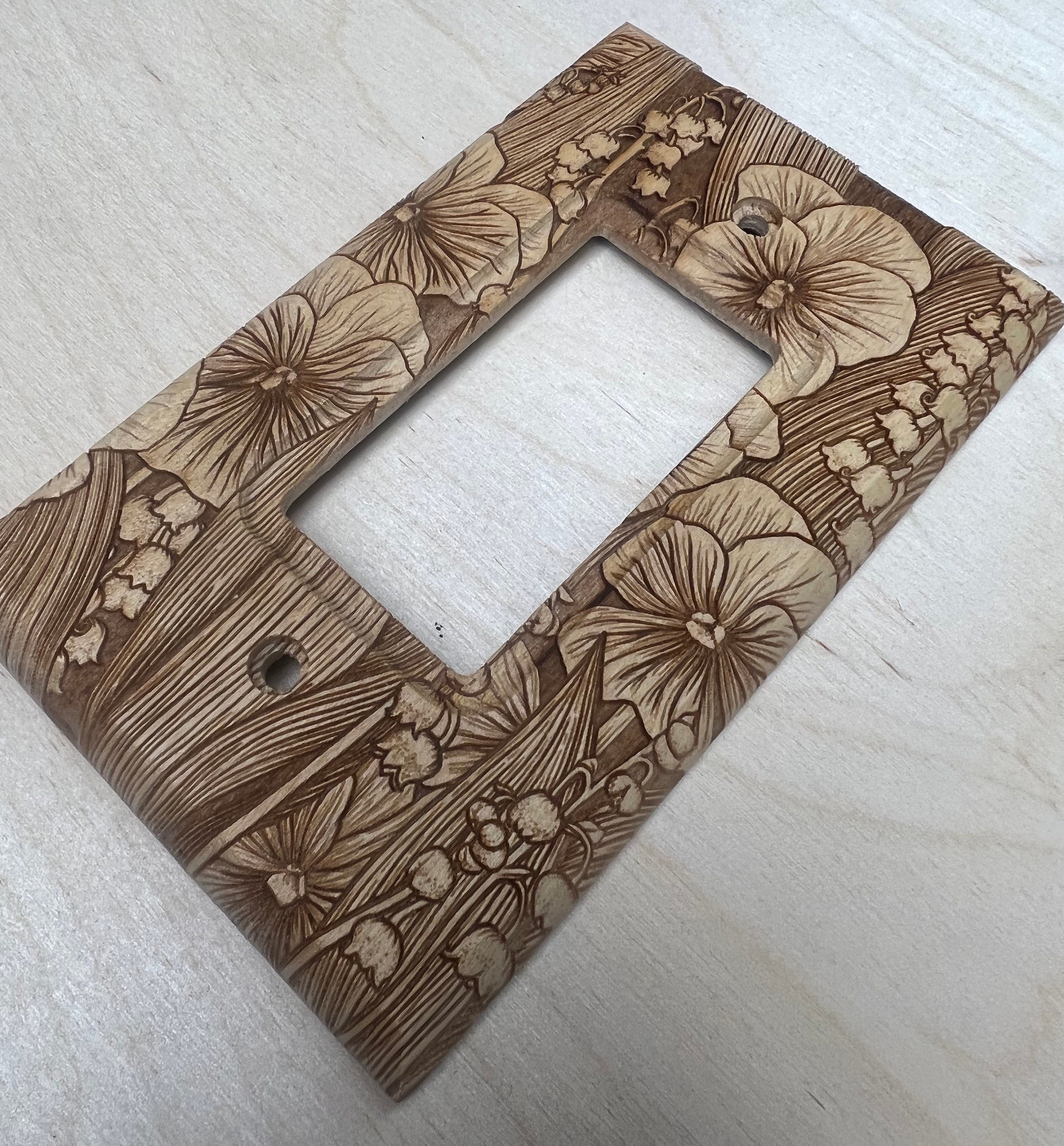 Wooden Flower Engraved Rocker Light Switch Cover Lily of the - Etsy