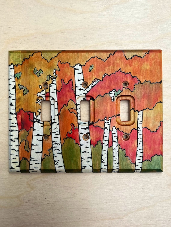 Hand Painted Birch Tree Triple Light Switch Cover Plate 3 - Etsy