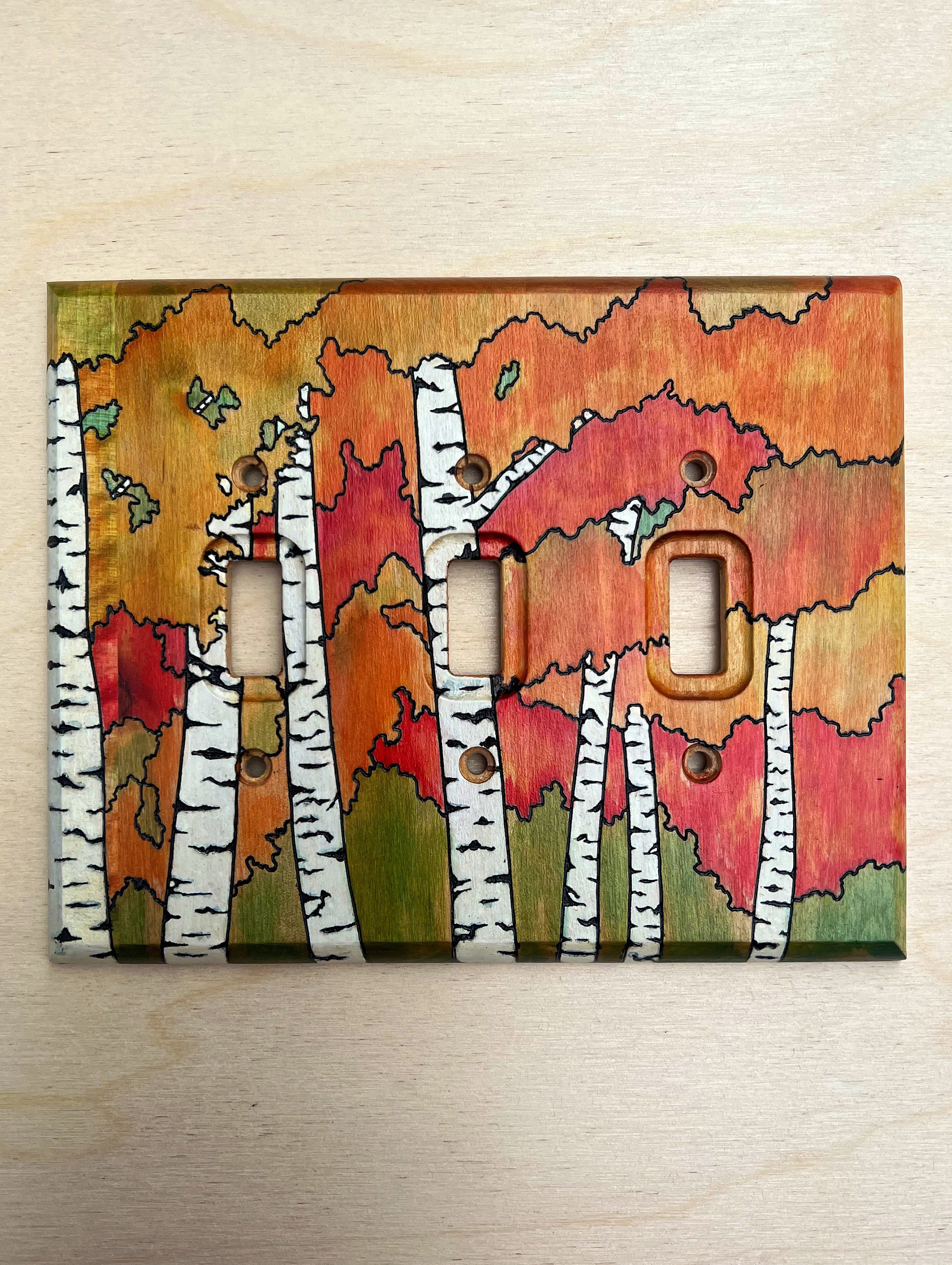 Hand Painted Birch Tree Triple Light Switch Cover Plate 3 - Etsy