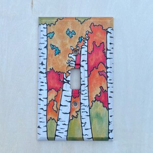 Birch Tree Light Switch Cover Plate - Hand Painted Fall Light Switch ...