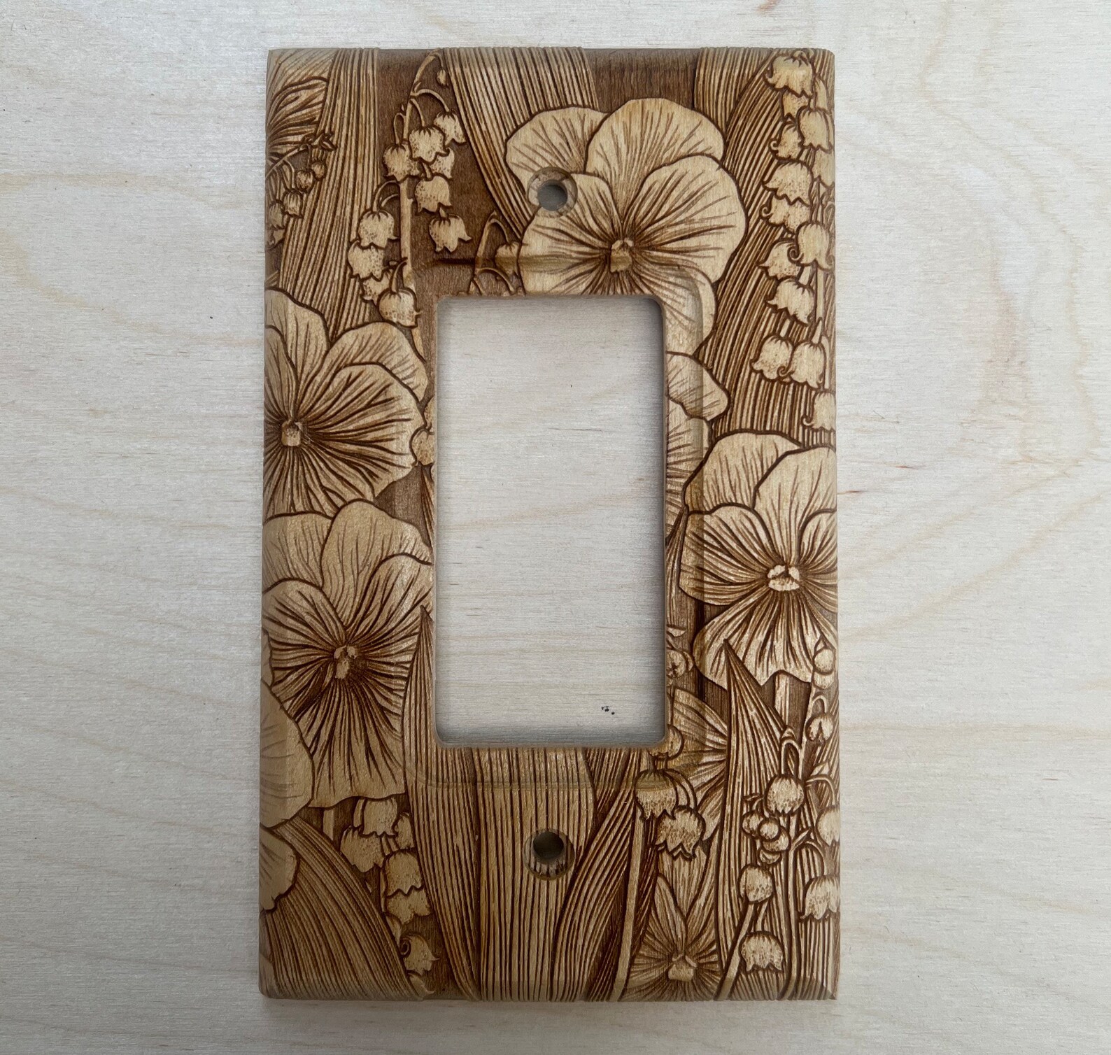 Wooden Flower Engraved Rocker Light Switch Cover Lily of the - Etsy