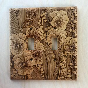 Double Wood Light Switch Cover - Violet and Lily of the Valley ...