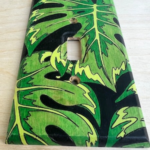 Monstera Leaves Light Switch Cover - 1 Toggle Hand Painted Leaf ...