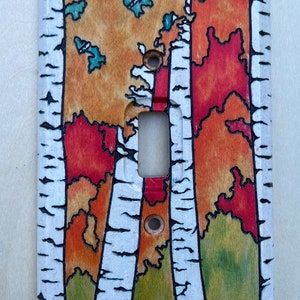 Birch Tree Light Switch Cover Plate - Hand Painted Fall Light Switch ...
