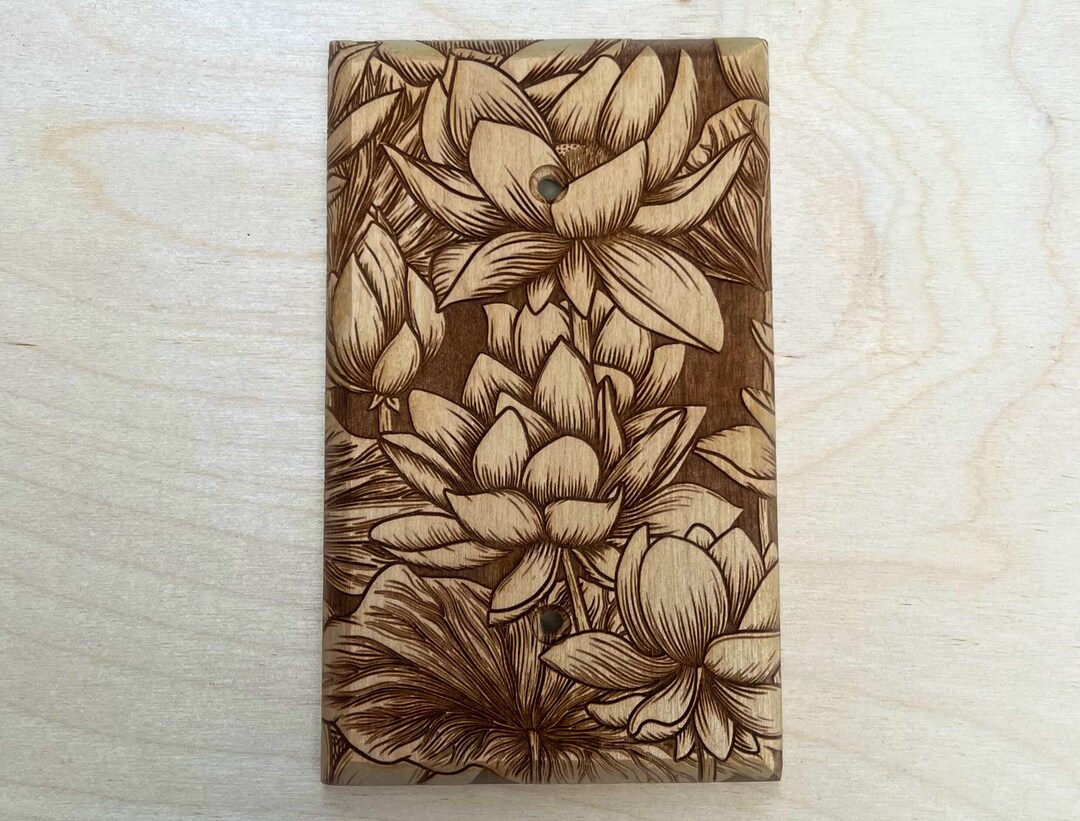 Lotus Flower Wooden Blank Light Switch Cover- Blank Outlet Cover ...