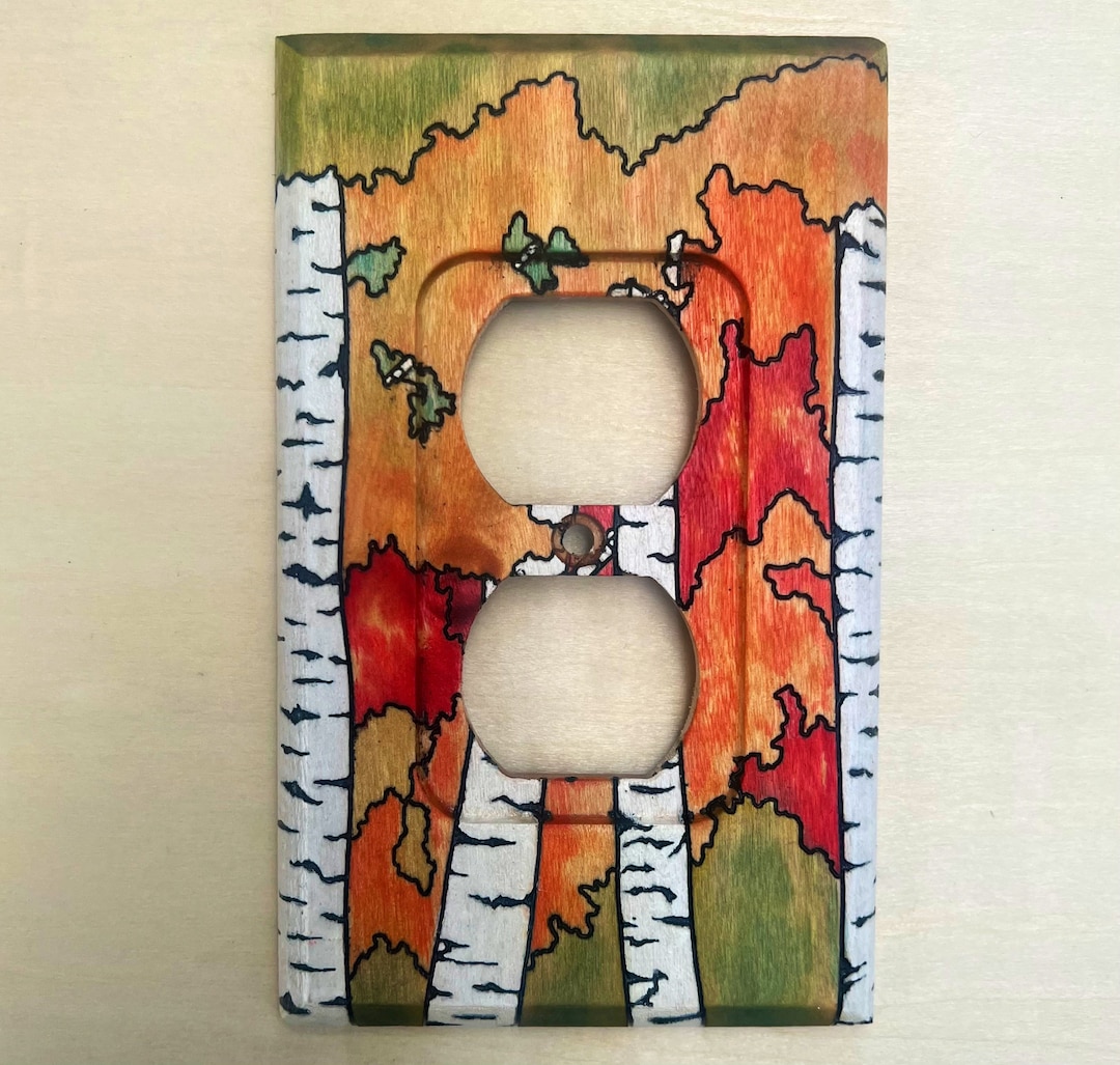Birch Tree Outlet Cover Plate - Hand Painted Fall Out Let Cover - Etsy
