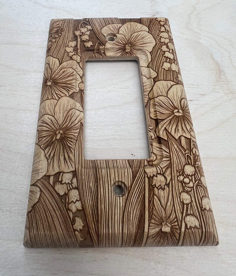 Wooden Flower Engraved Rocker Light Switch Cover Lily of the - Etsy
