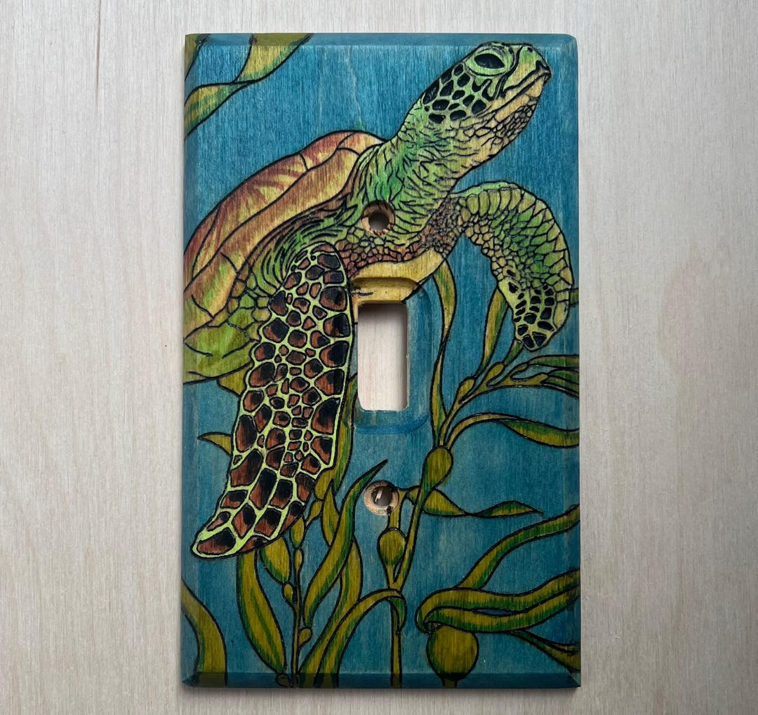 Painted Sea Turtle Light Switch Cover- Wall Plate - Wood Switch Cover ...