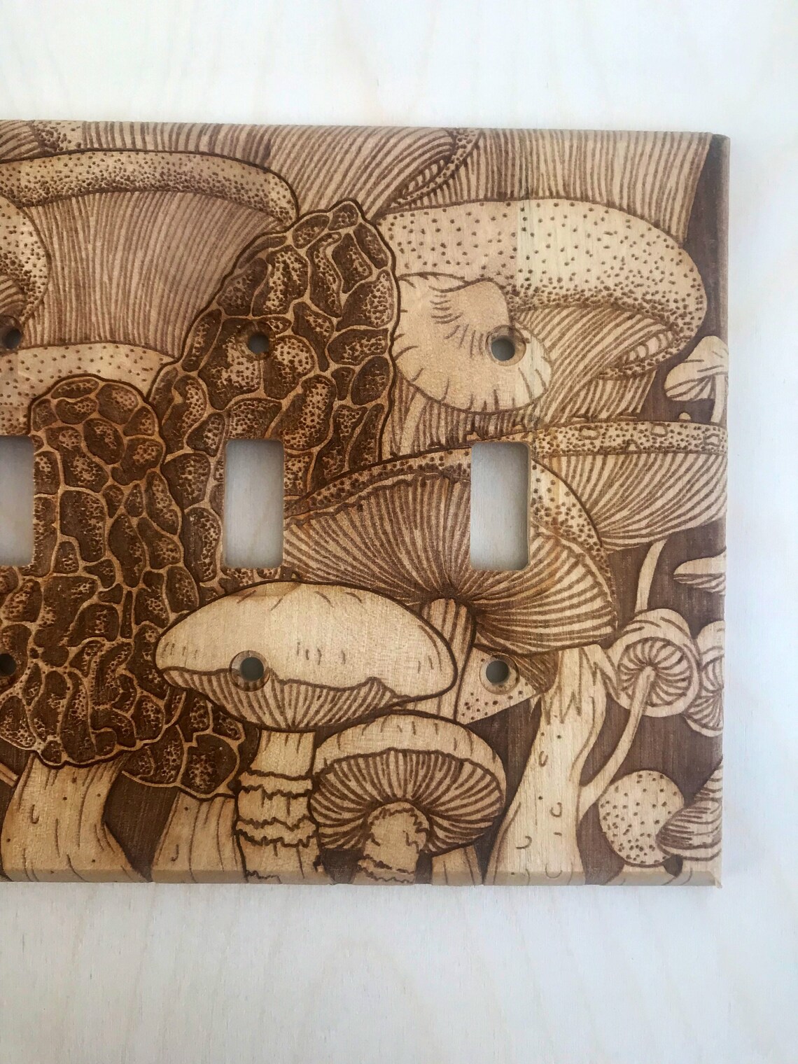 4 Toggle Wooden Mushroom Lightswitch Cover Quad Light Switch - Etsy