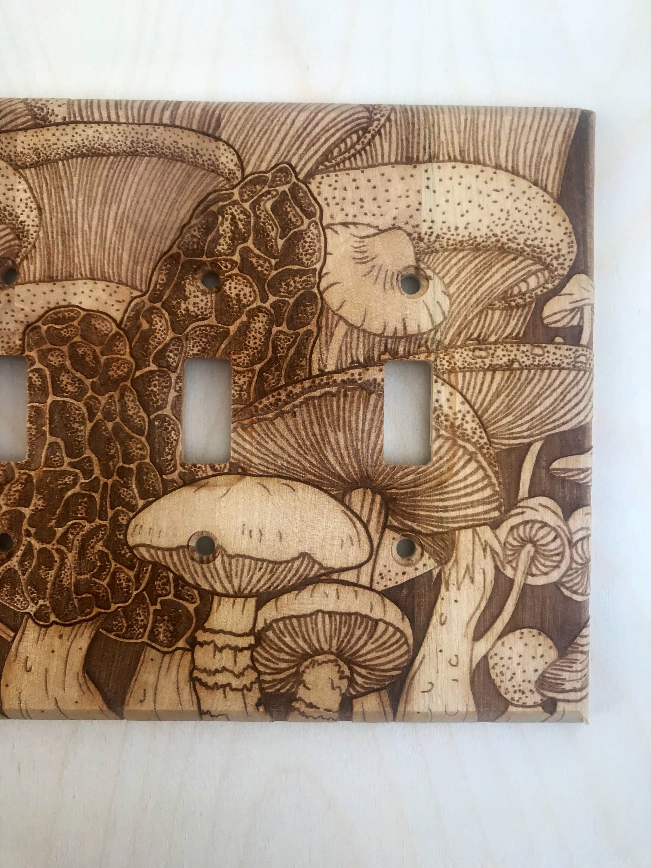 4 Toggle Wooden Mushroom Lightswitch Cover - Quad Light Switch Cover - Etsy