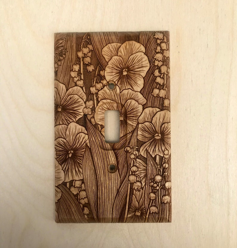 Wooden Flower Engraved Light Switch Cover Lily of the Valley - Etsy