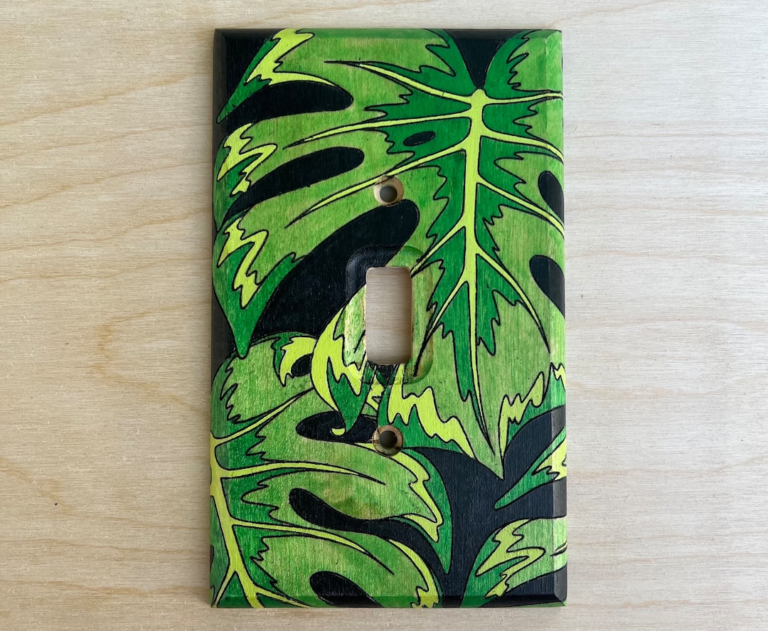Monstera Leaves Light Switch Cover - 1 Toggle Hand Painted Leaf ...