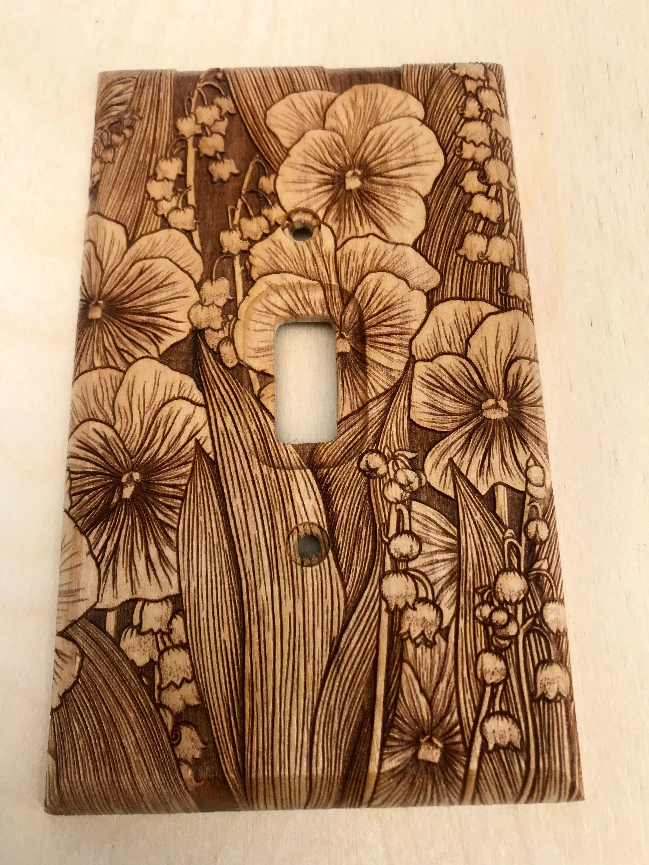 Wooden Flower Engraved Light Switch Cover Lily of the Valley - Etsy