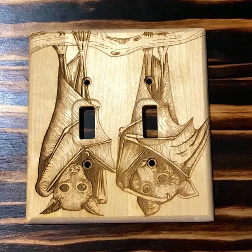 Three Bats Wood Triple Light Switch Cover Plate 3 Toggle - Etsy