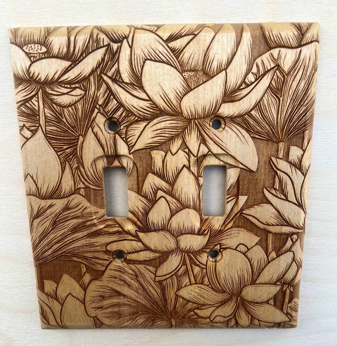 Lotus Flower Wooden Light Switch Cover Double Lightswitch - Etsy