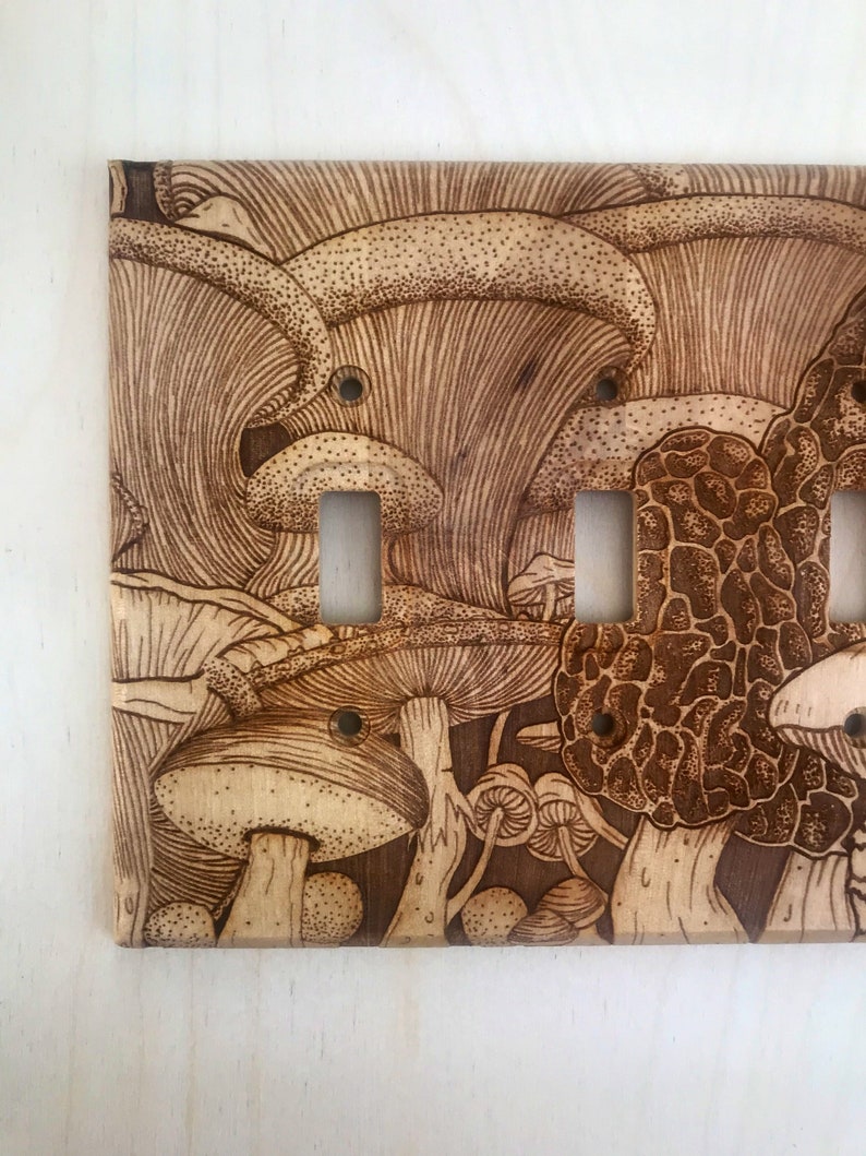 4 Toggle Wooden Mushroom Lightswitch Cover - Quad Light Switch Cover - Etsy