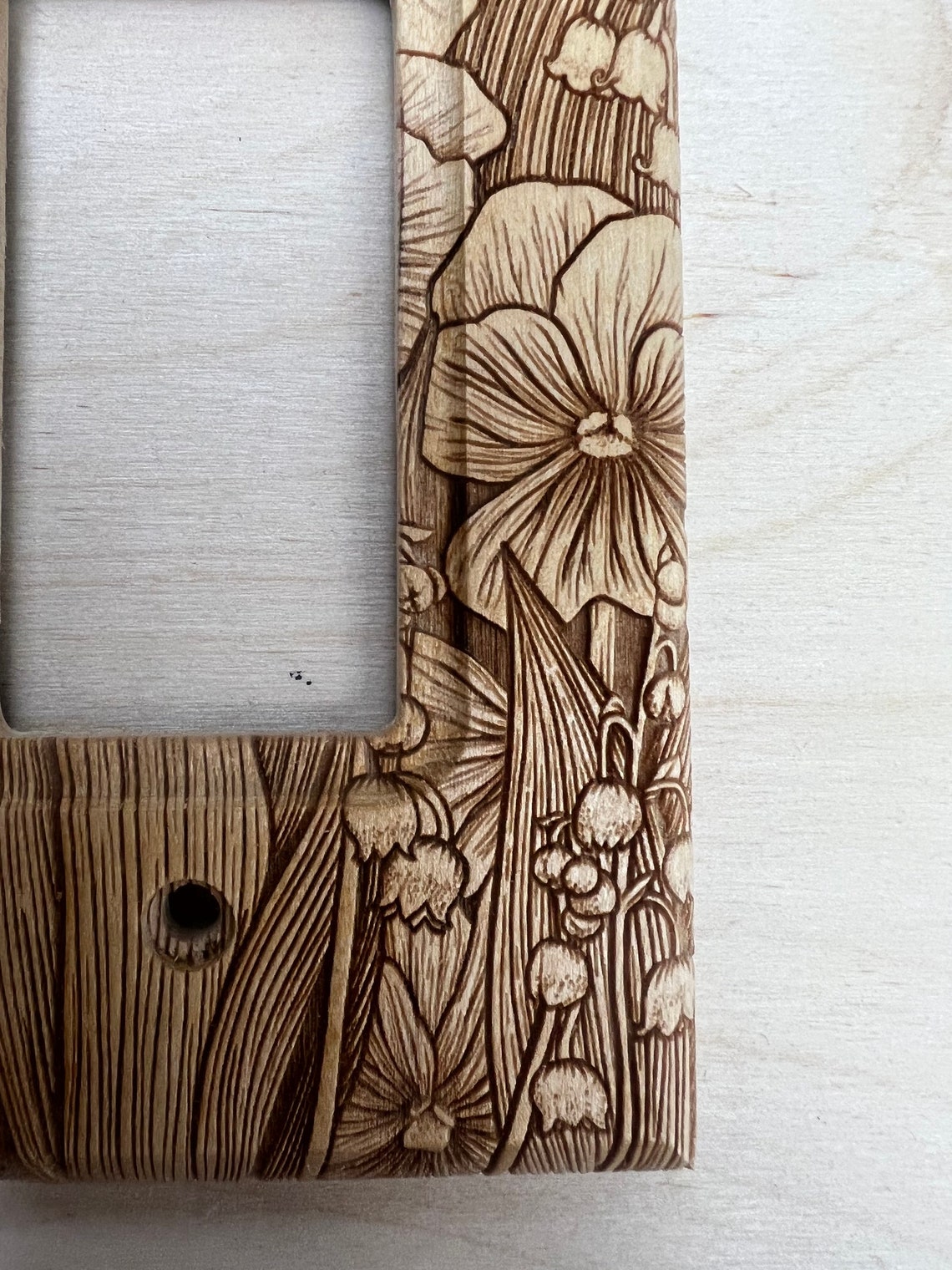 Wooden Flower Engraved Rocker Light Switch Cover Lily of the - Etsy