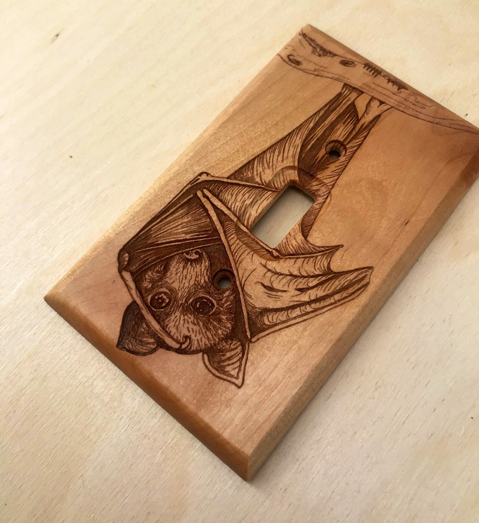 Bat Light Switch Cover Single Wood Lightswitch Cover Plate - Etsy