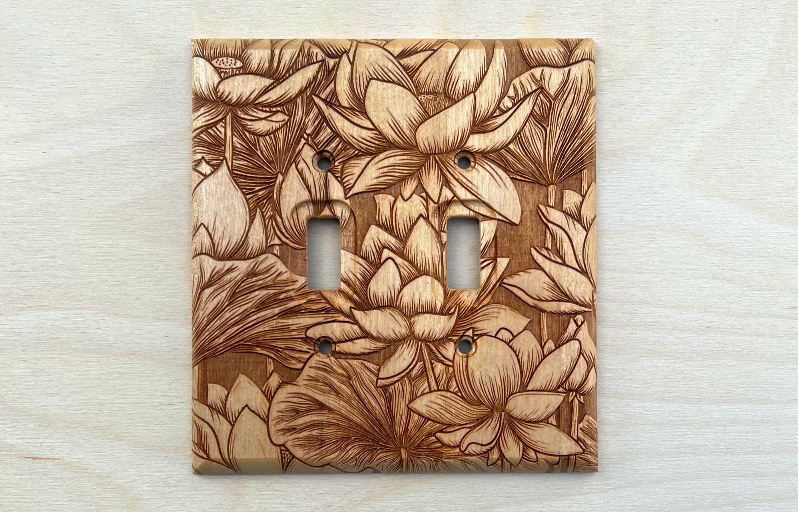 Lotus Flower Wooden Light Switch Cover Double Lightswitch - Etsy