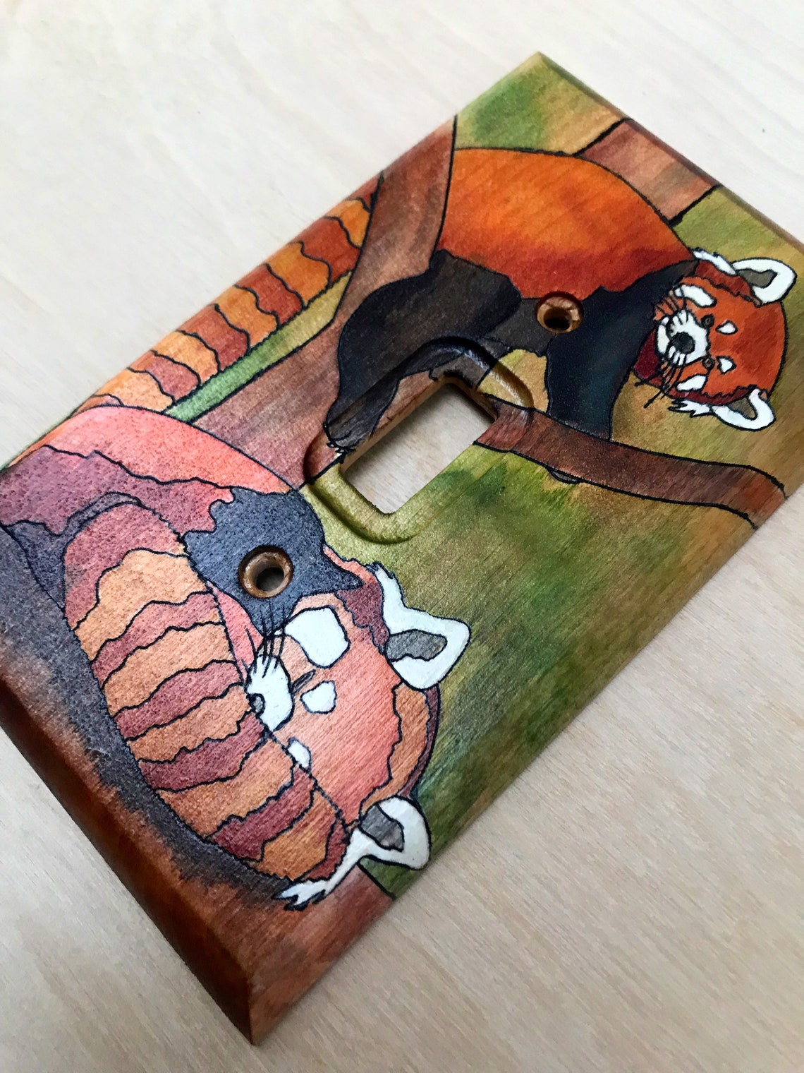 Hand Painted Red Panda Light Switch Cover Plate - Etsy
