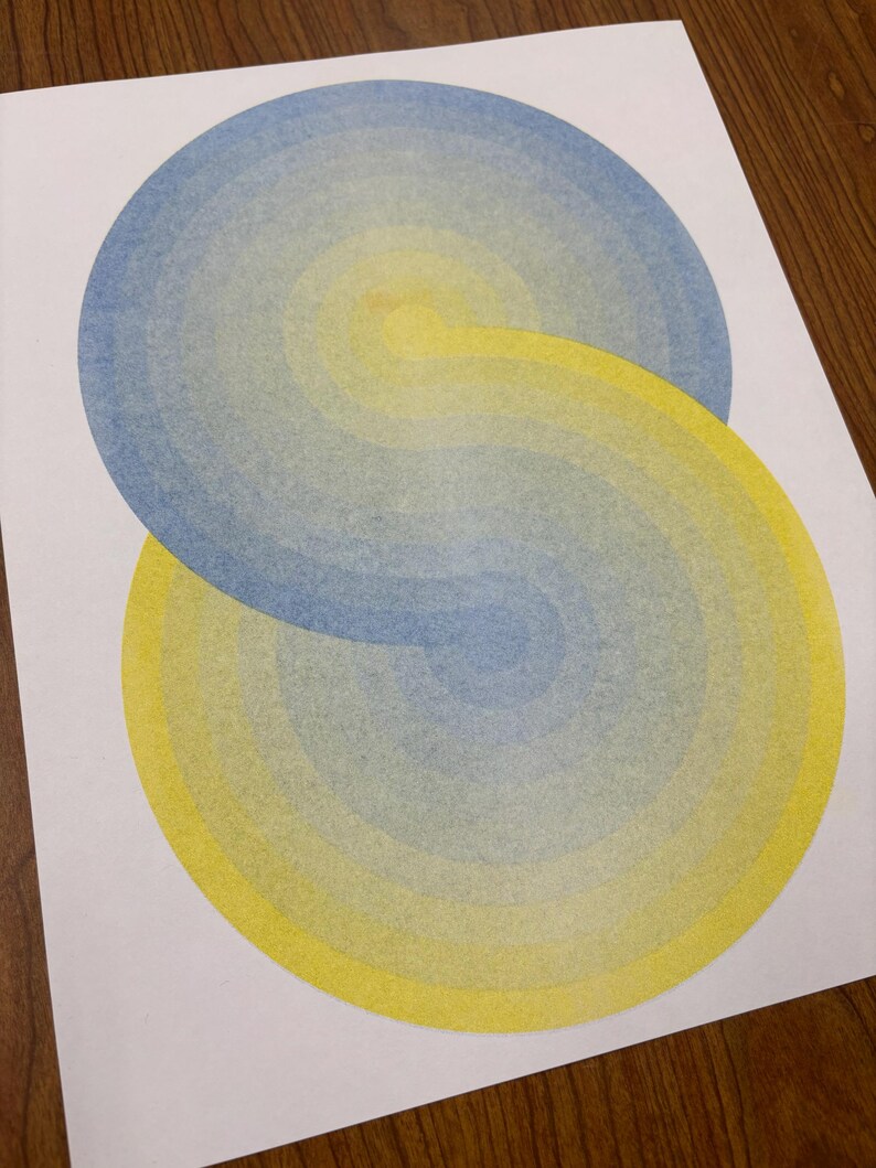 Double Circle Loop Risograph Art Print - Etsy