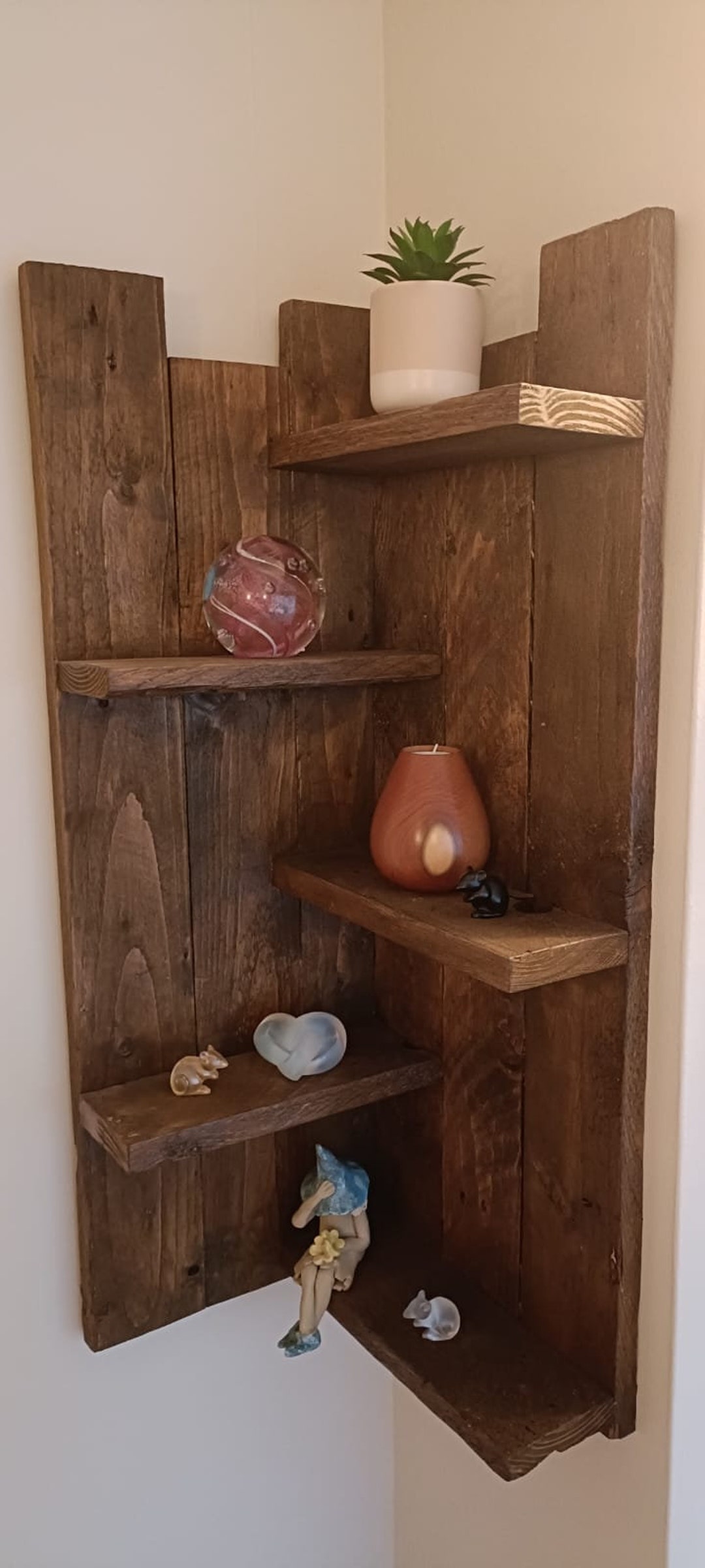 Rustic Wooden Corner Shelf - Etsy UK
