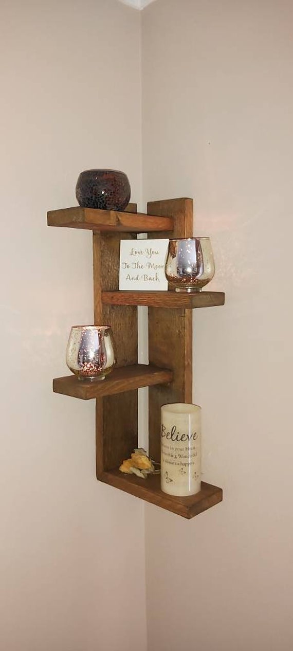 Rustic Wooden Corner Shelf - Etsy