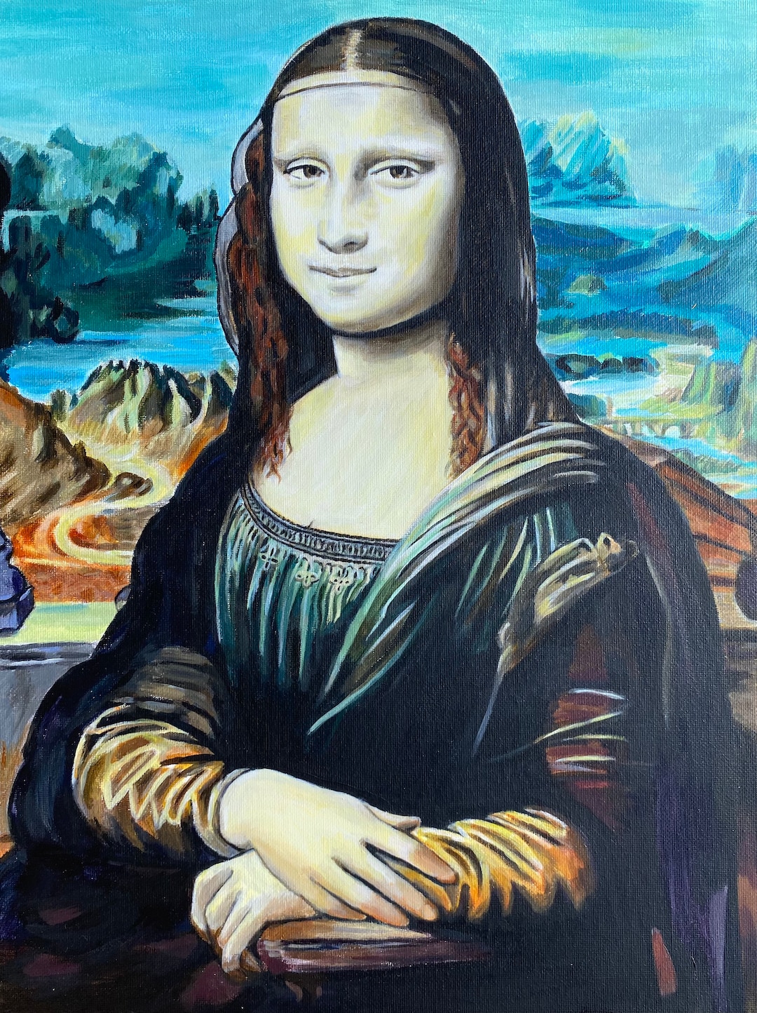 A Painting of the Mona Lisa - Etsy