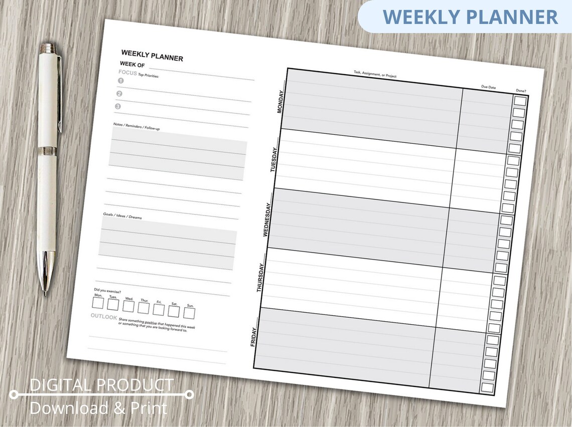 Printable Weekly Planner | Social Media Post Tracker | Monthly Food ...