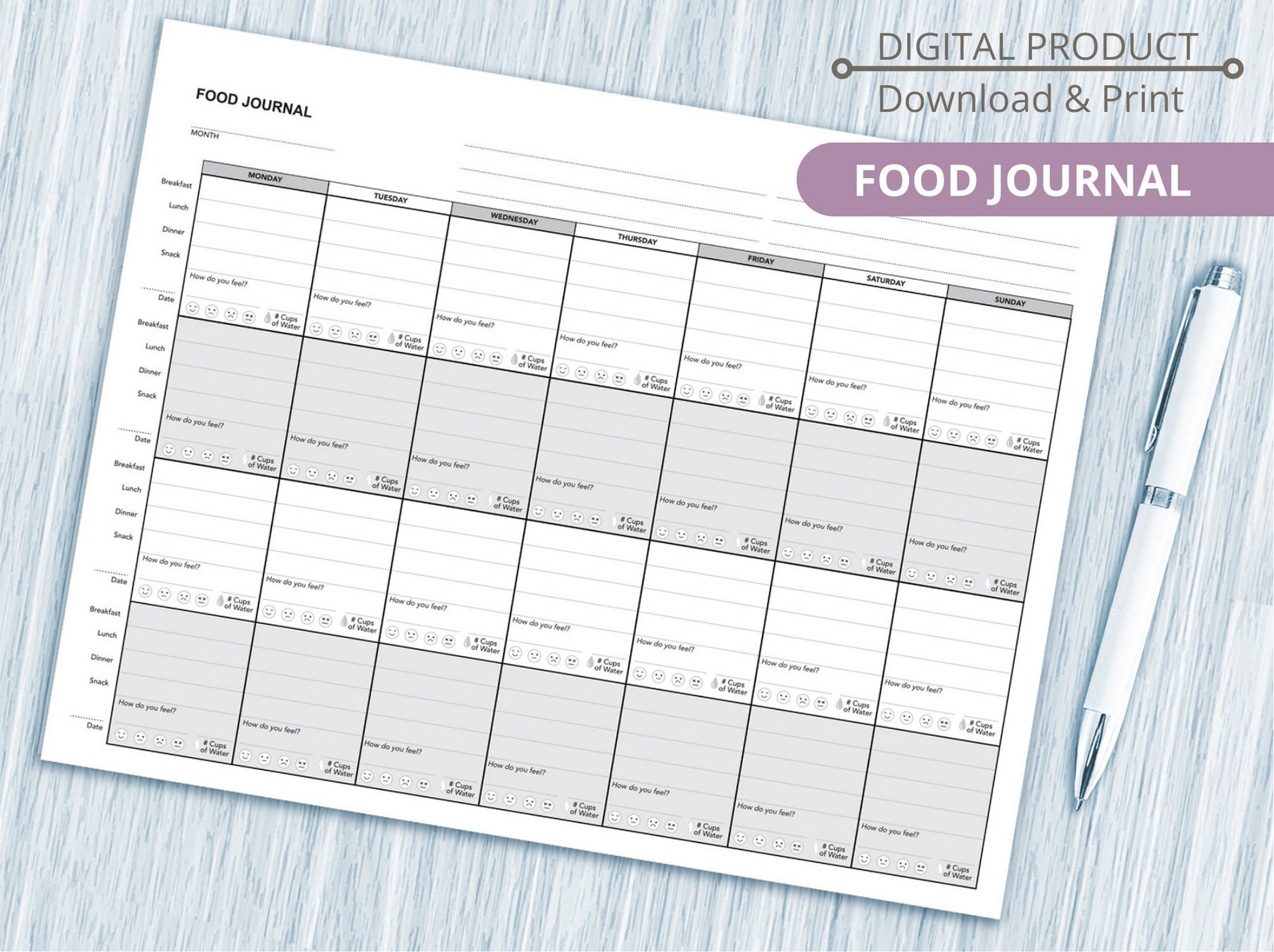 Printable Weekly Planner | Social Media Post Tracker | Monthly Food ...