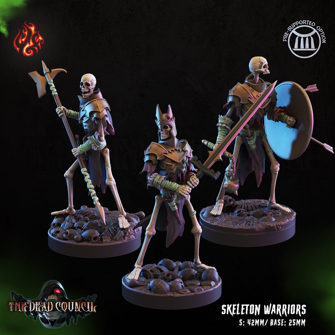 Skeleton Warriors Tabletop RPG Miniature Set the Dead Council ...