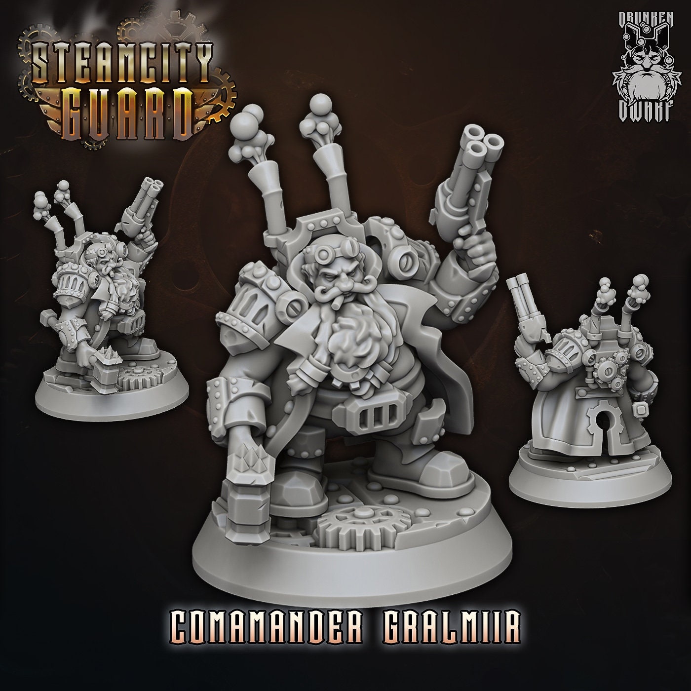 Steampunk Dwarf Resin Miniature Set Steam City Guard - Etsy