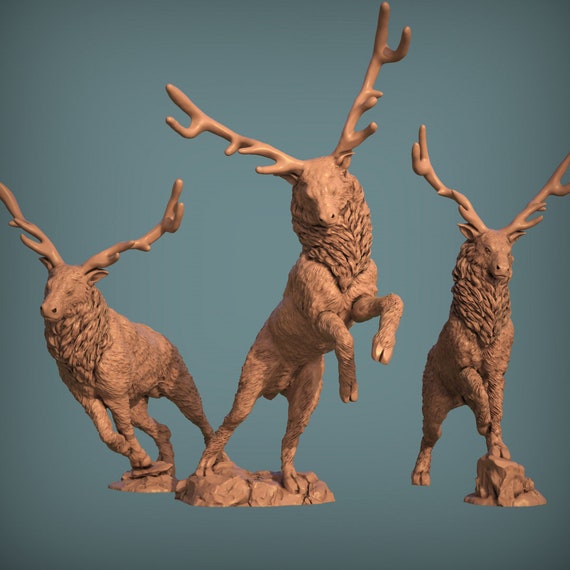 Stag Deer Bucks Tabletop RPG Miniature Set Print My Minis - Etsy