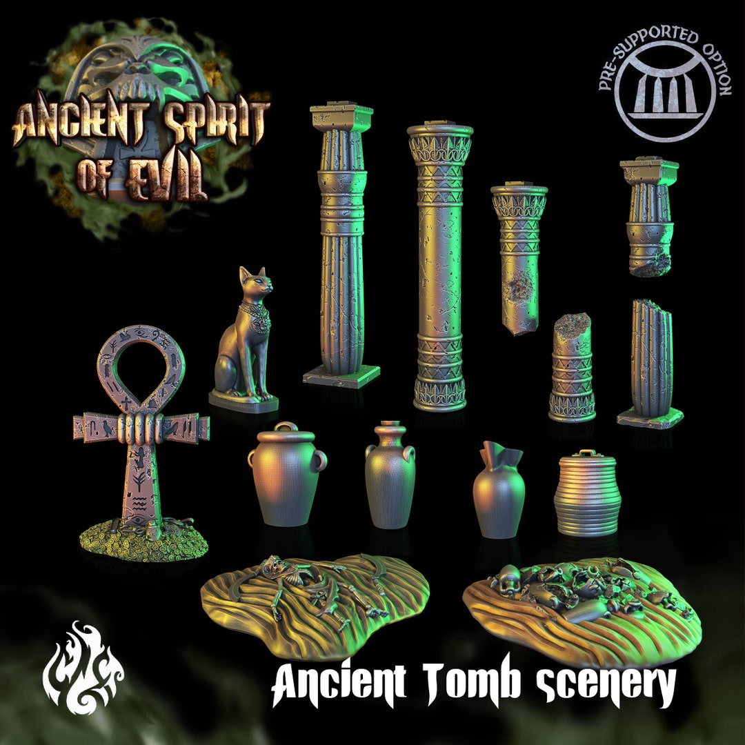 Egyptian Tomb Props Tabletop RPG Miniature Set | Ancient Spirit of Evil ...