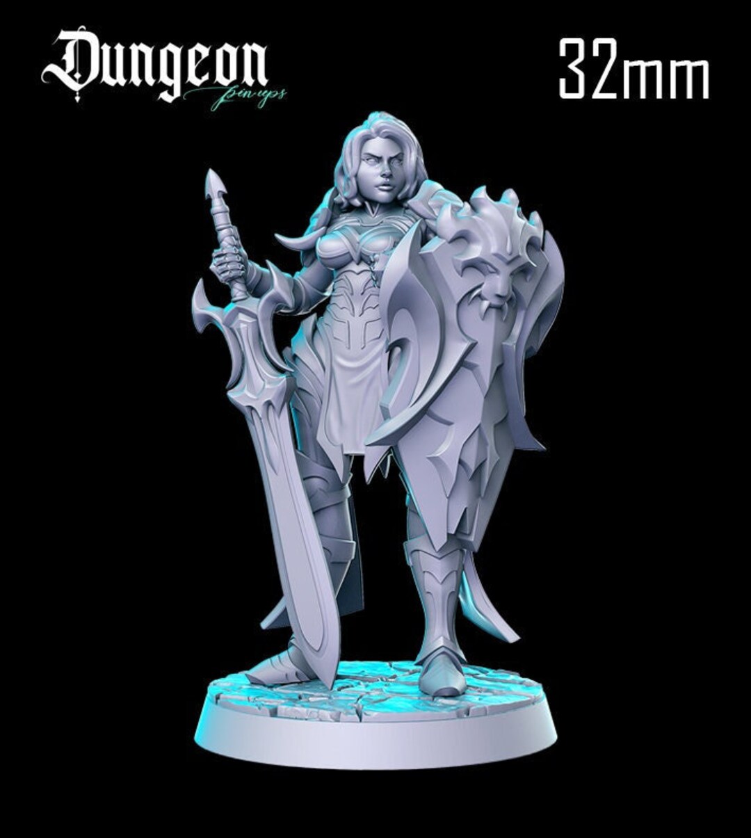 Dark Knight Tabletop RPG Miniature | Dungeon Pin Ups | RN Estudio - Etsy