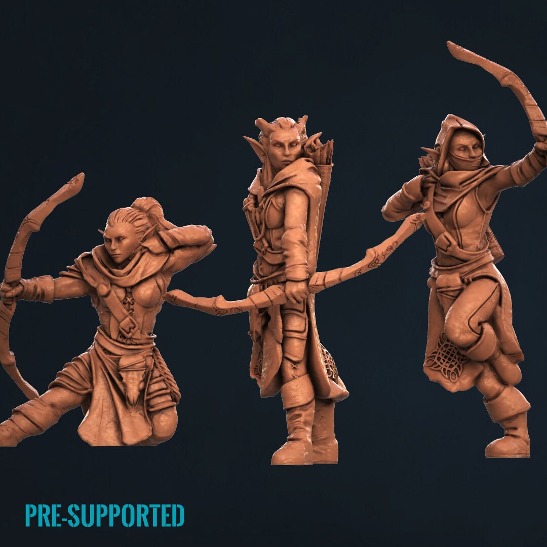 Wood Elf Archer Tabletop RPG Miniature Set | Print My Minis | Elves - Etsy