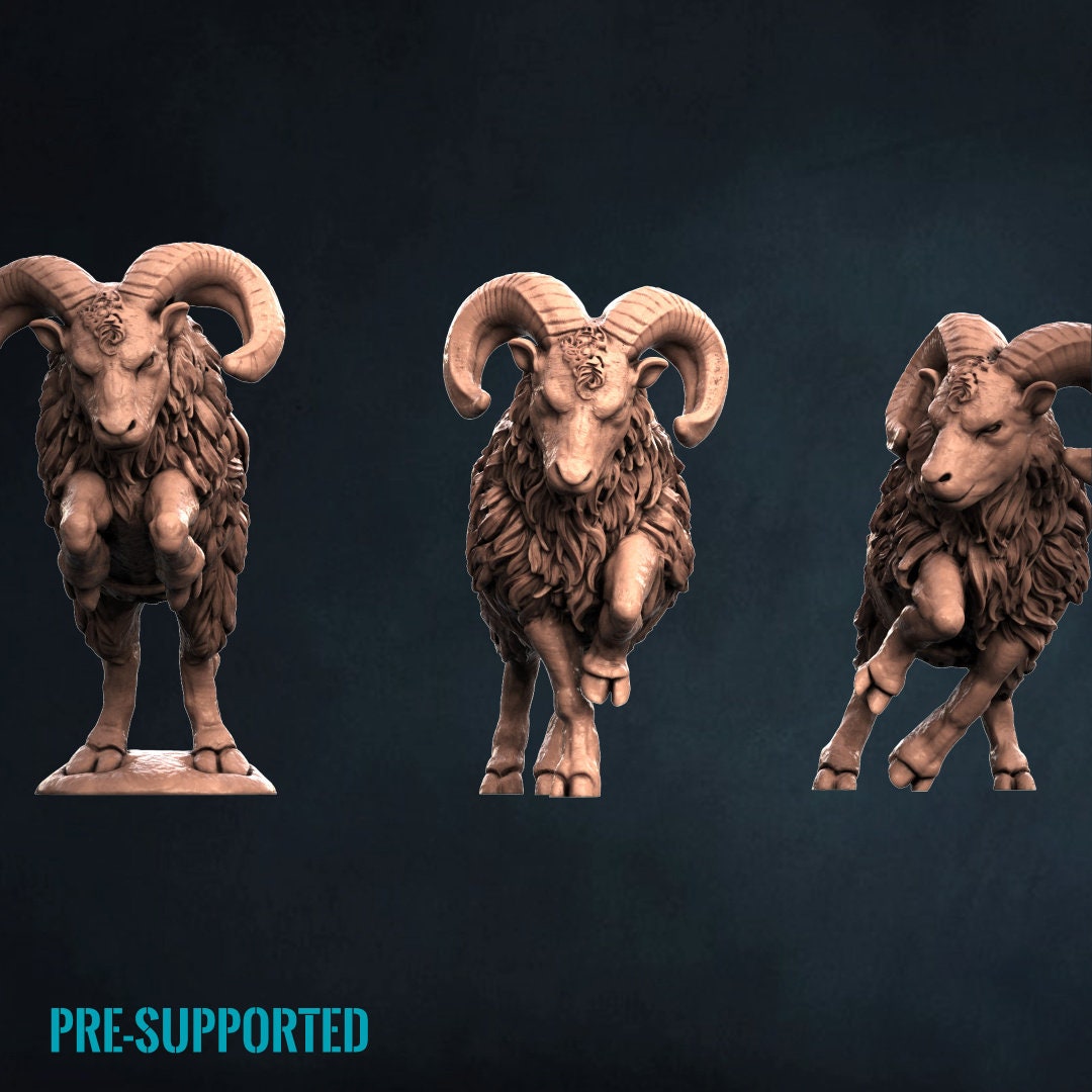 Dwarf Mountain Goat Rams Resin Tabletop RPG Miniature Set | Print My ...