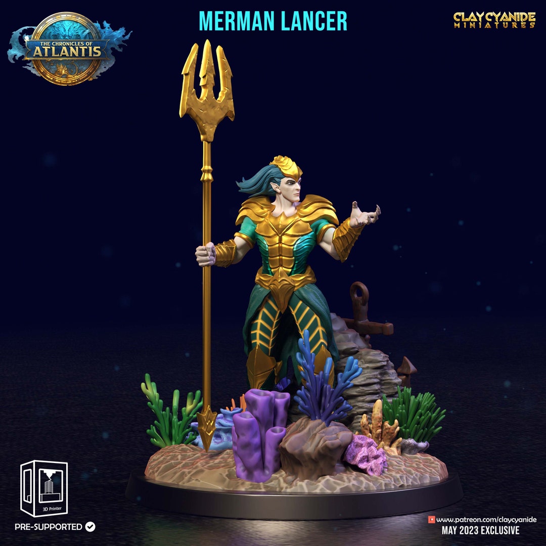Merman Lancers Resin Miniature Set | Chronicles of Atlantis Series RPG ...