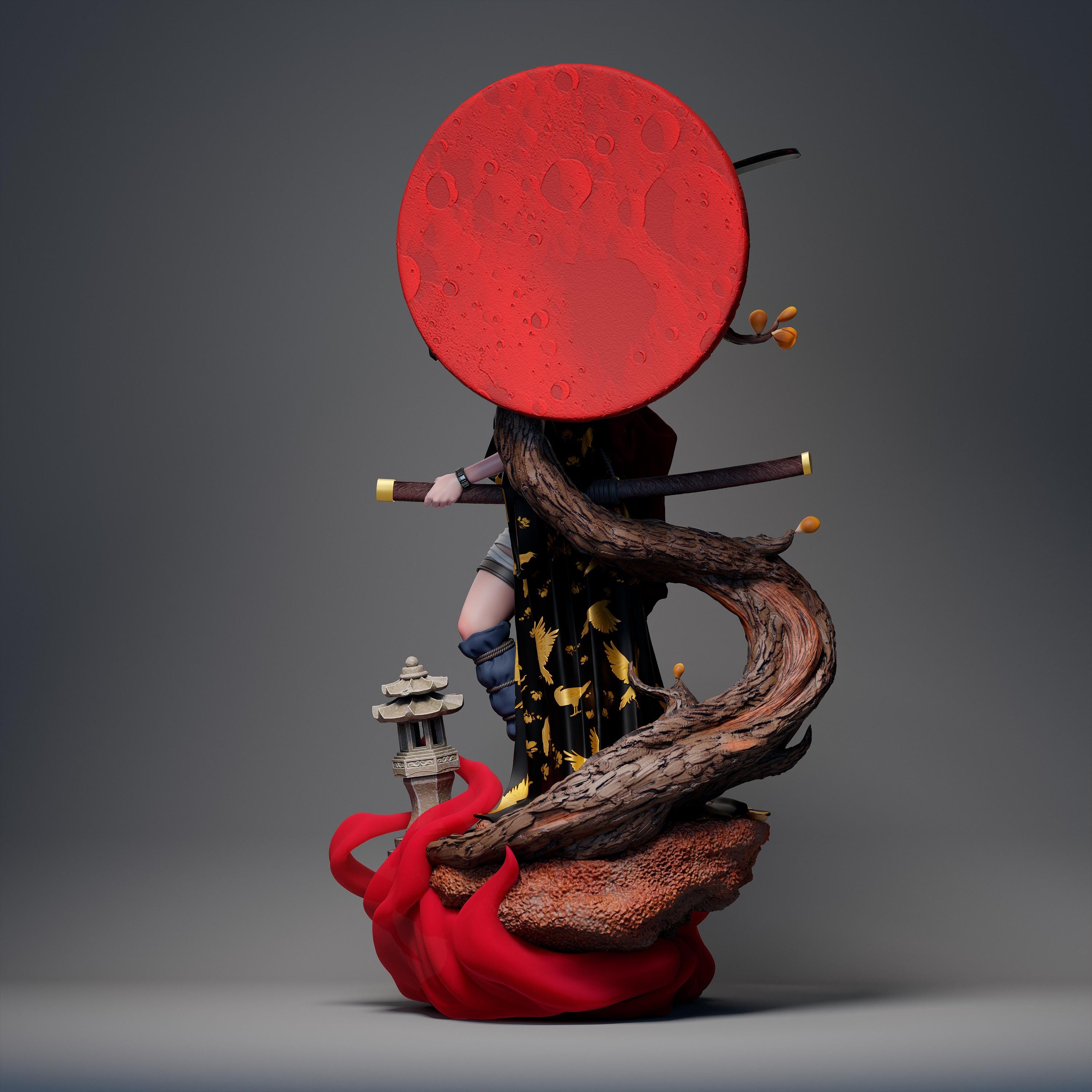 Blood Moon Oni Ninja Pin up Statue & Miniature | CA3D - Etsy