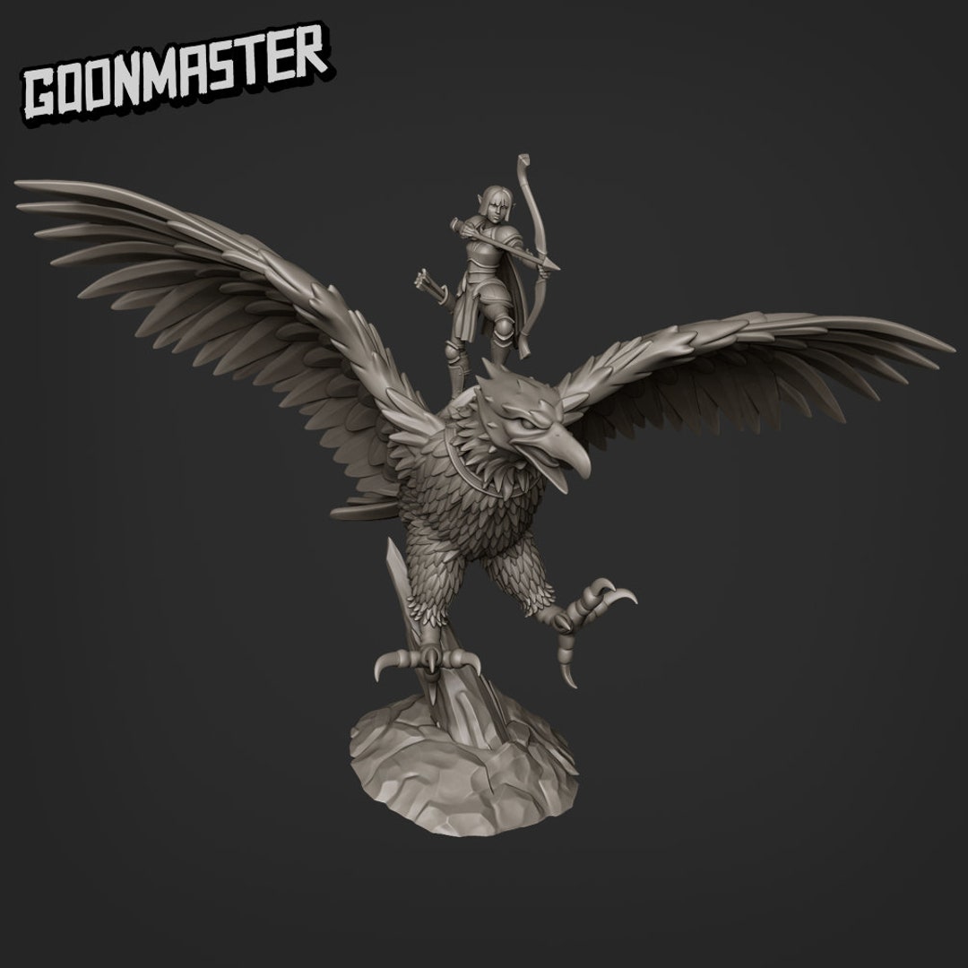 Giant Eagle Mount With Sky Elf Warrior Miniatures | Sky Elves | Goon ...
