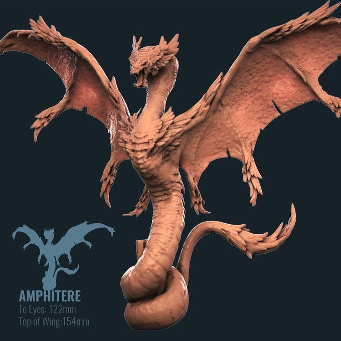 Amphitere Dragon Resin RPG Miniature Print My Minis World | Etsy