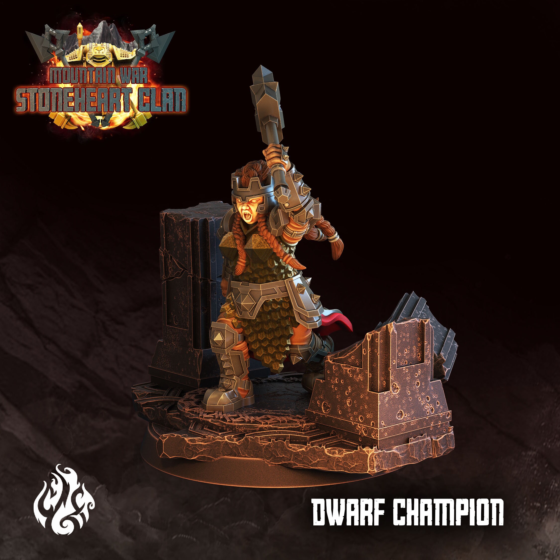 Toys & Games Tabletop Role Play Crippled God Foundry 3D Printed Fantasy RPG Dwarf Champion ...